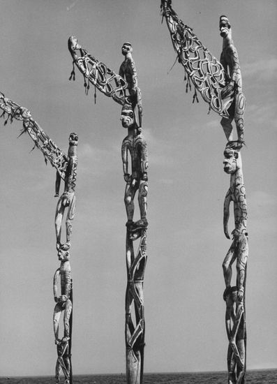 Ancestor Poles Asmat Tribesmen New Guinea Editorial Stock Photo - Stock ...