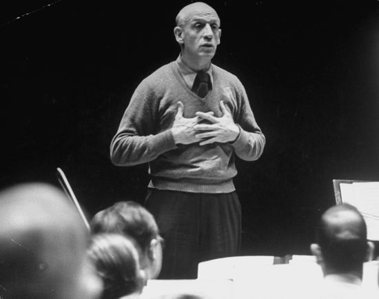Conductor Dimitri Mitropoulos Rehearsing Minneapolis Symphony Editorial ...