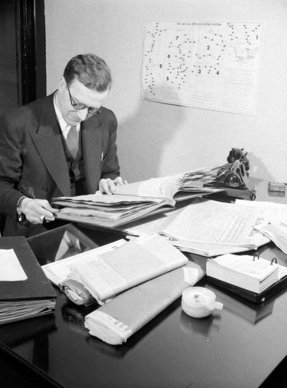 American Broadcaster Raymond Gram Swing Reading Editorial Stock Photo ...