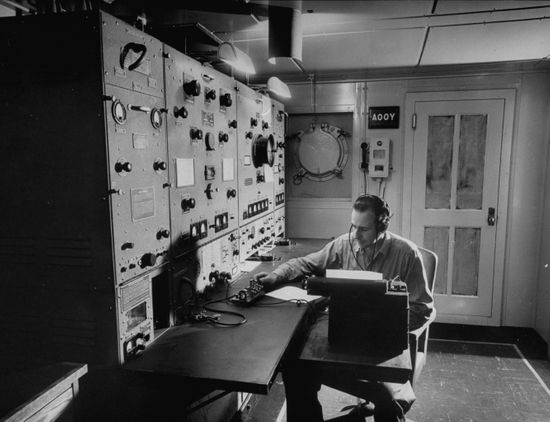 Officer Working Telegraph Sending Message Editorial Stock Photo - Stock ...