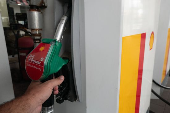 Filling Nozzles Pumps Shell Gas Station Editorial Stock Photo - Stock ...