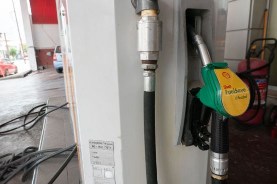 Filling Nozzles Pumps Shell Gas Station Editorial Stock Photo - Stock ...