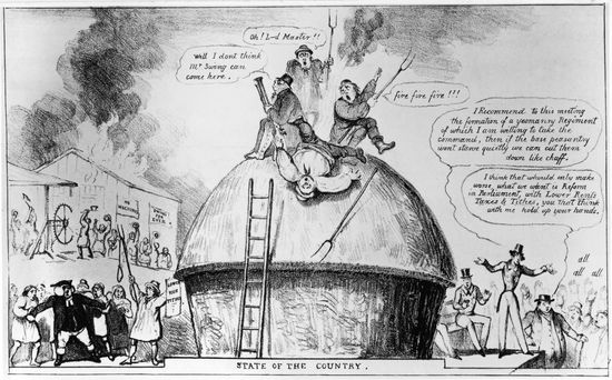 Political Cartoon Depicting Captain Swing Riots Editorial Stock Photo ...