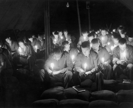 American Navy Seabees Holding Candlelight Prayer Editorial Stock Photo ...
