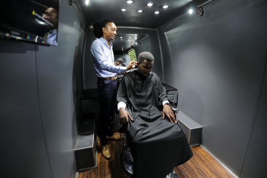 Kenyan Barber Barkat Manji L Gives Editorial Stock Photo - Stock Image ...