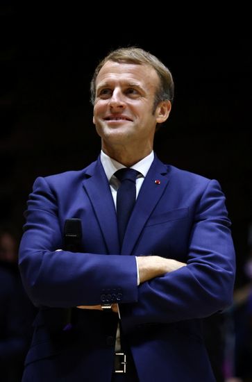 French President Emmanuel Macron Attends Basketball Editorial Stock ...