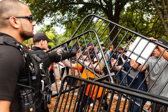 Secret Service Police Push Hold Barrier Editorial Stock Photo - Stock ...
