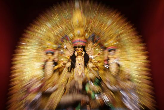 Idol Goddess Durga Seen On Makeshift Editorial Stock Photo - Stock ...