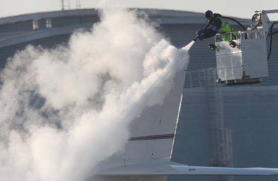 Aircraft Being Sprayed Deicer Just Before Editorial Stock Photo - Stock ...