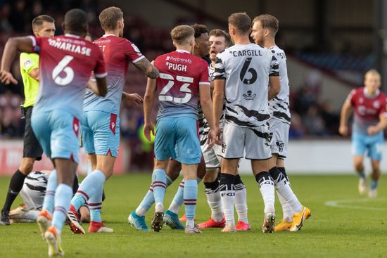 Referee Declan Bourne Intervenes Tempers Flare Editorial Stock Photo ...