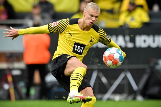 Dortmunds Erling Haaland Action During German Editorial Stock Photo ...