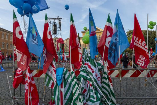 Labour Union Flags Left Around After Editorial Stock Photo - Stock ...