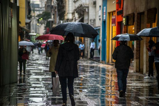 Pedestrians Face Drizzle Downtown Paulo This Editorial Stock Photo ...