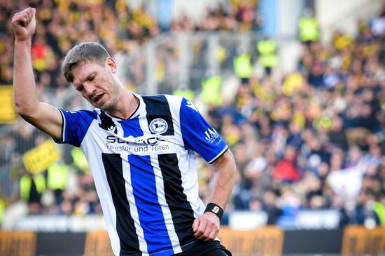 Arminias Fabian Klos Reacts During German Editorial Stock Photo - Stock ...