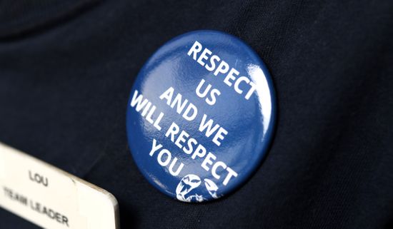 Respect Us Badges That Some Staff Editorial Stock Photo - Stock Image ...