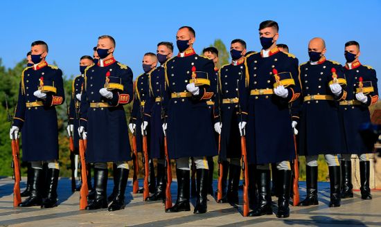 Romanian Honor Guard Soldiers Wearing Protective Editorial Stock Photo ...