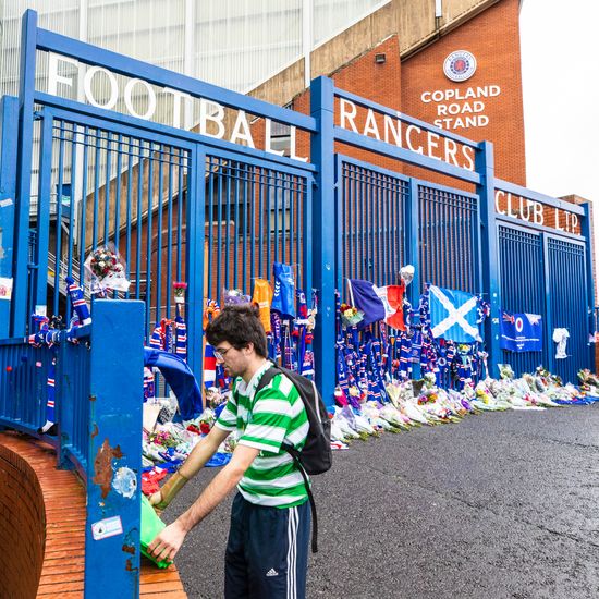Tributes Left Blue Gates Ibrox Memory Editorial Stock Photo - Stock ...