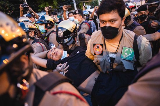 Riot Police Medic Carry Prodemocracy Protester Editorial Stock Photo ...