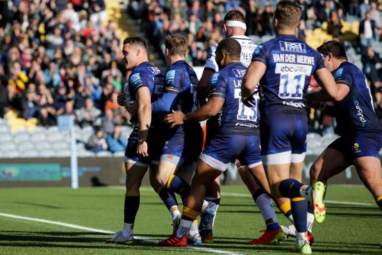 Jamie Shillcock Worcester Warriors Celebrates Scoring Editorial Stock ...