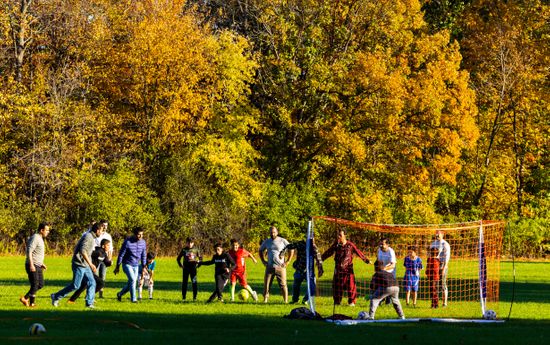 People Play Soccer Game Fall Colors Editorial Stock Photo - Stock Image ...