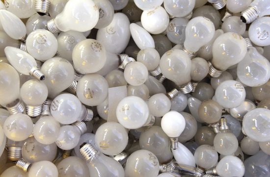 Old Broken Light Bulbs Handed Recycling Editorial Stock Photo - Stock ...