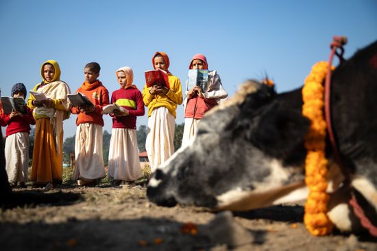 Hindu Kids Recite Verses Their Holy Editorial Stock Photo - Stock Image ...