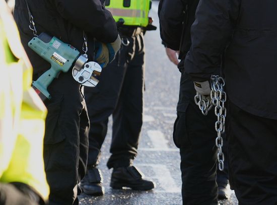 Police Officers Hold Bolt Cutters Sections Editorial Stock Photo ...