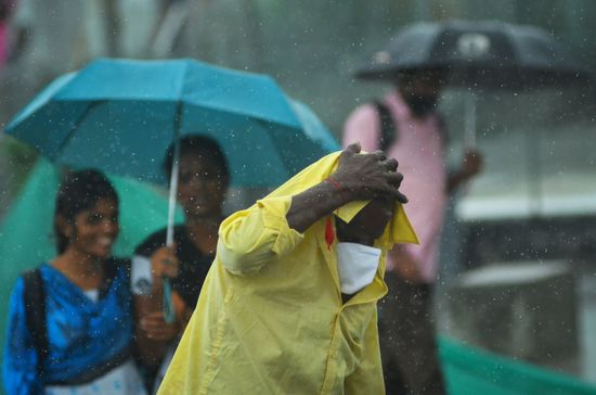 Pedestrian Protects Himself During Heavy Rain Editorial Stock Photo ...