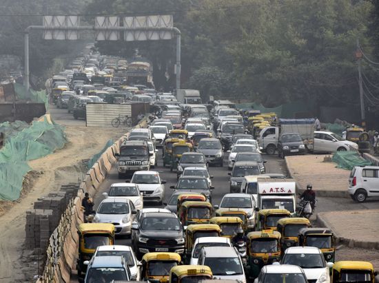 View Huge Traffic Jam Due Construction Editorial Stock Photo - Stock ...