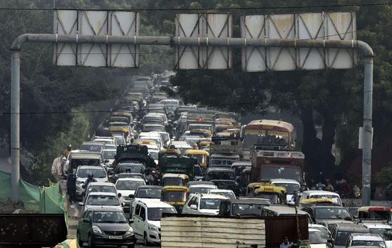 View Huge Traffic Jam Due Construction Editorial Stock Photo - Stock ...