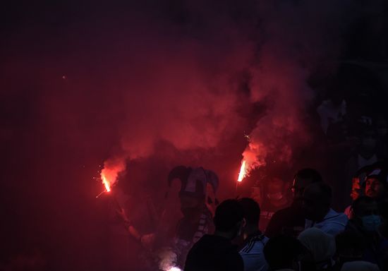 Supporters Besiktas Cheer Light Flares Outside Editorial Stock Photo ...