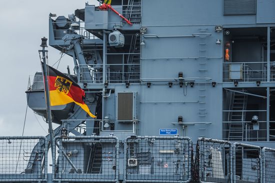 German Flag On Wind Elbeclass Replenishment Editorial Stock Photo ...