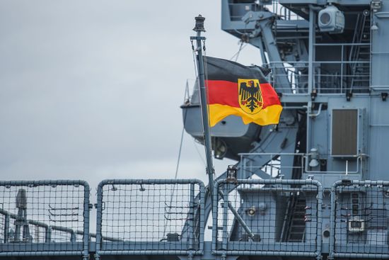 German Flag On Wind Elbeclass Replenishment Editorial Stock Photo ...