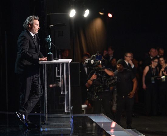 Joaquin Phoenix Backstage After Receiving Outstanding Editorial Stock ...