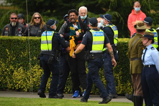 Victorian Police Officers Detain Person During Editorial Stock Photo ...