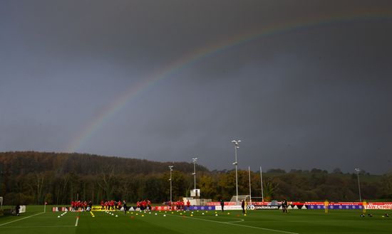 Wales Squad Warm Under Rainbow During Editorial Stock Photo - Stock ...