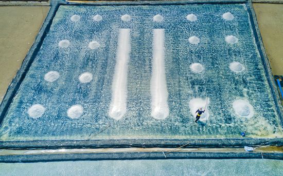 Workers Photographed Sky They Rake Salt Editorial Stock Photo - Stock ...