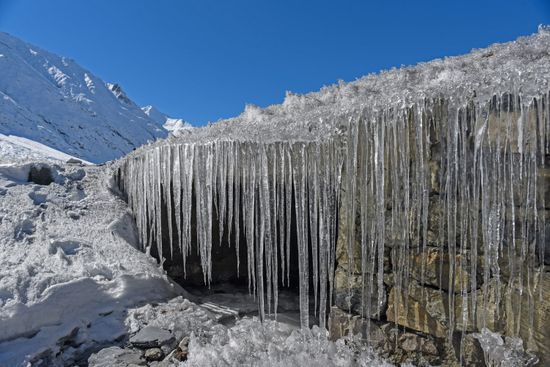 Icicles Hang Over Bridge Near Drass Editorial Stock Photo - Stock Image ...