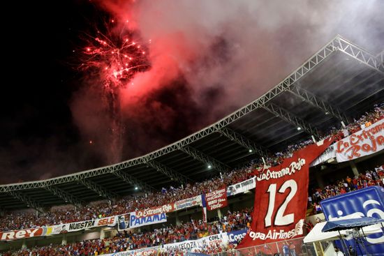 View Fireworks Exploding Over Stadium During Editorial Stock Photo ...