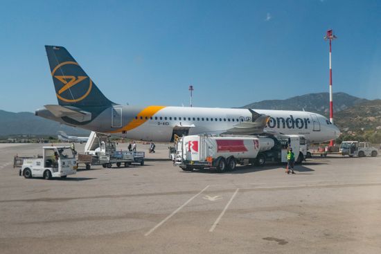 Condor Airbus A320 Aircraft Refueling Samos Editorial Stock Photo ...