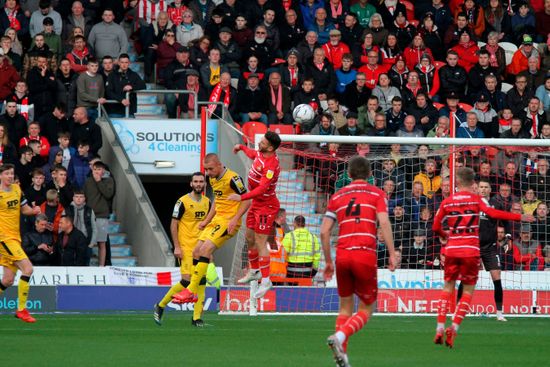 Doncaster Jon Taylor Heads Clear During Editorial Stock Photo - Stock ...