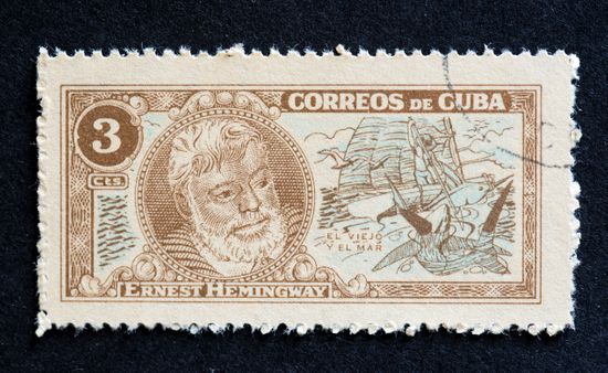 Ernest Hemingway Commemorative Vintage Postage Stamp Editorial Stock ...