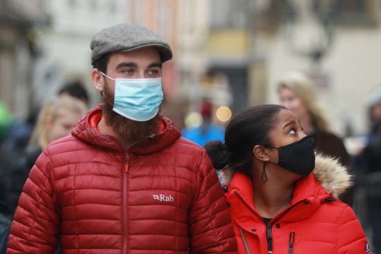 Woman Man Wearing Protective Face Mask Editorial Stock Photo - Stock ...