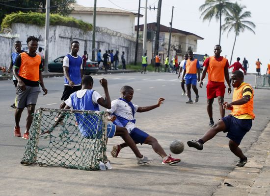Liberian Youth Play Street Soccer Monrovia Editorial Stock Photo ...