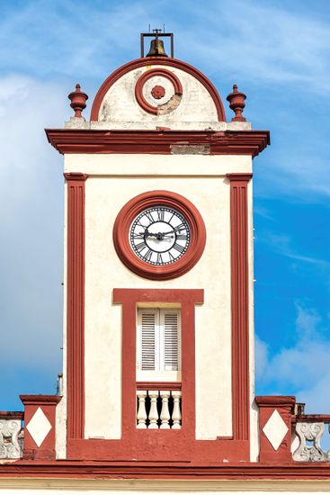 Small Old Clock Tower Decorating Facade Editorial Stock Photo - Stock ...