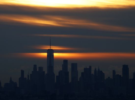 Sun Rises Behind One World Trade Editorial Stock Photo - Stock Image ...