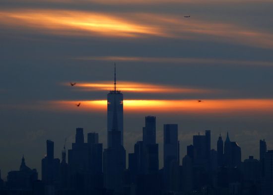 Sun Rises Behind One World Trade Editorial Stock Photo - Stock Image ...