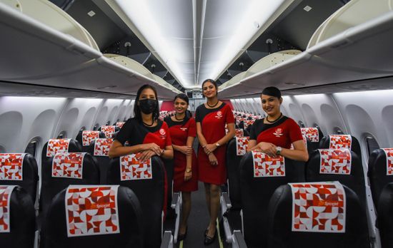 Air Hostesses Inside Spicejet Boeing 737 Editorial Stock Photo - Stock ...