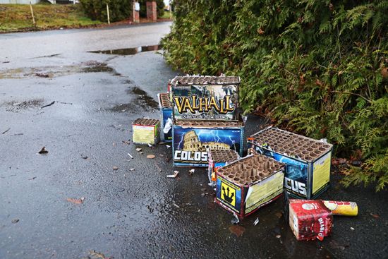 Traces Remnants Fireworks Crossroads Form Bomb Editorial Stock Photo ...