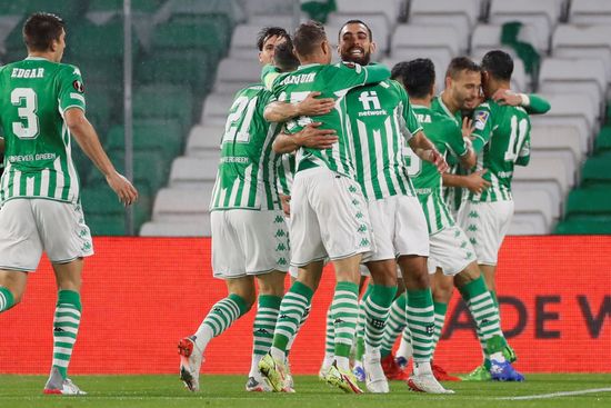 Real Betis Players Celebrate After Scoring Editorial Stock Photo ...